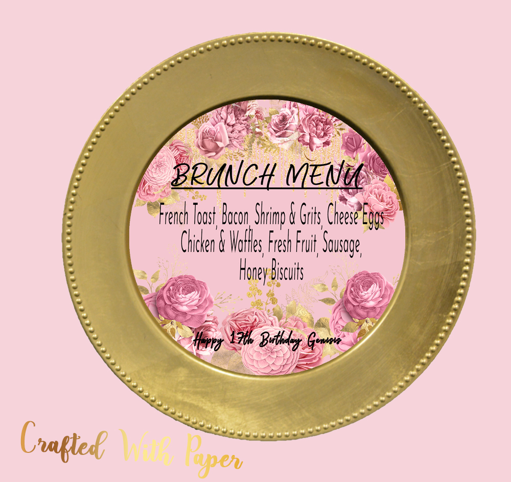 Charger Insert Menu Cards, Custom Menu Card, Party Menu, Reception ...