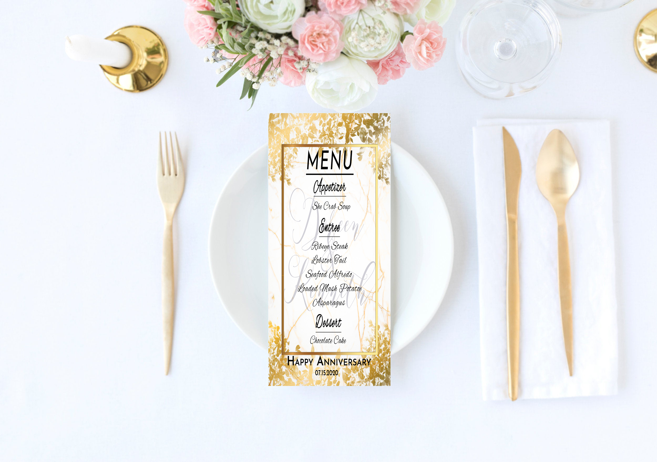 Menu Cards, Custom Menu Card, Party Menu, Reception, Table Menu ...